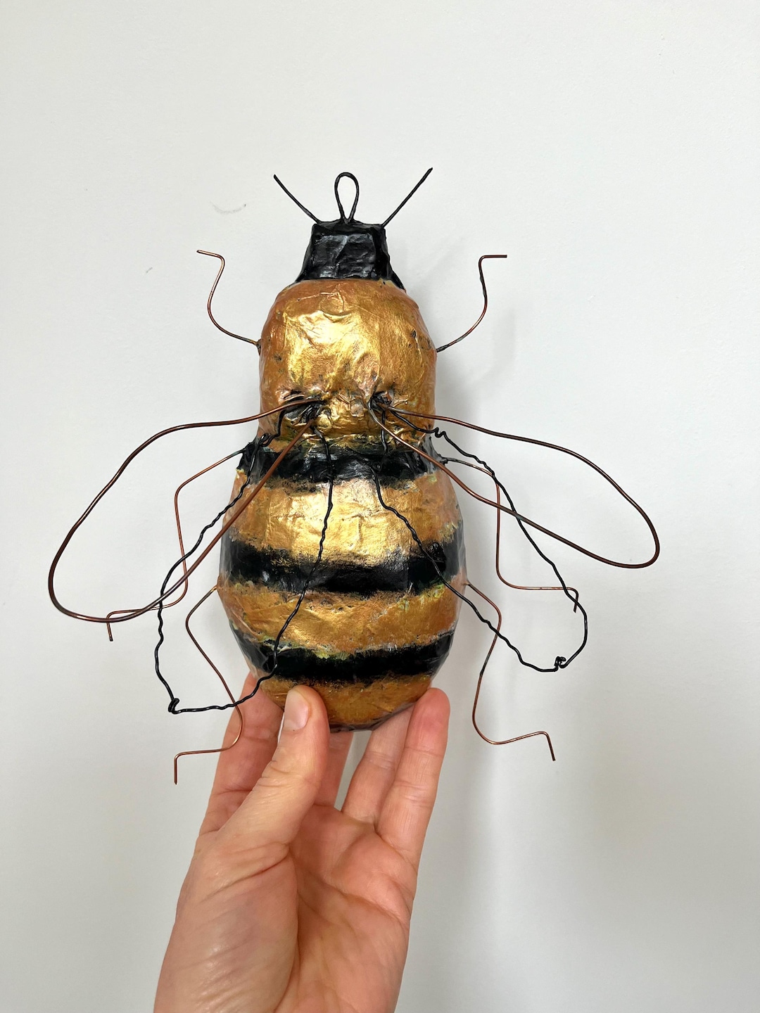 Bee Sculpture, Paper Mache Bee Artwork Wall Decor, Bumble Bee Art, Wall ...