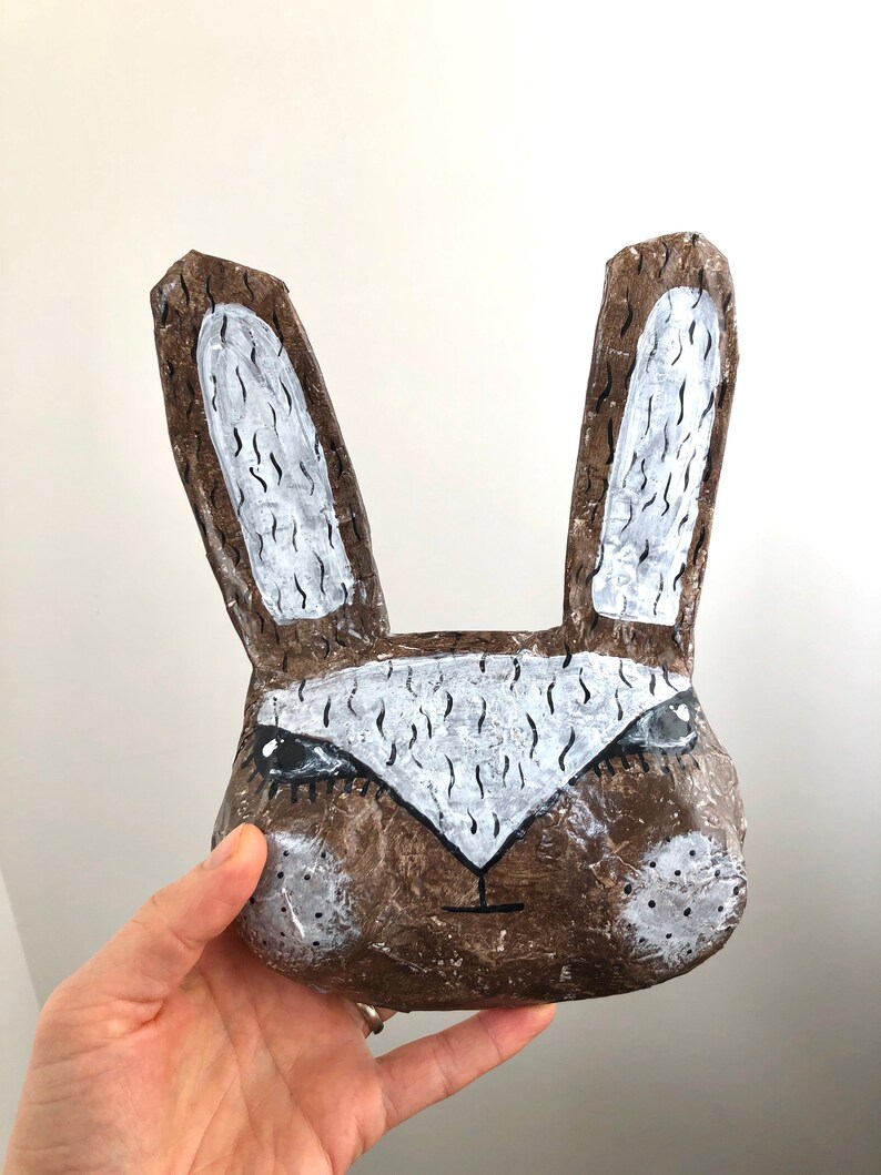 Paper Mache Rabbit Sculpture Bunny Wall Decor Original - Etsy UK