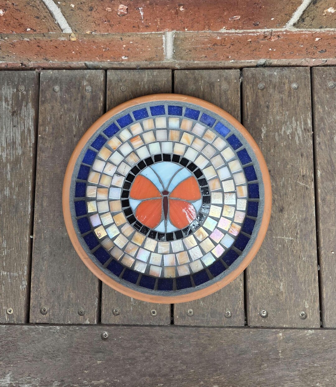 Native Wildlife Mosaic Birdbath Outdoor Decor Water Bowl With Flowers ...