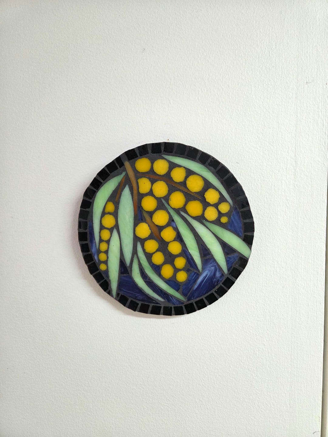Golden Wattle Native Flowers Mosaic Outdoor Garden Decor Wall Plaque ...