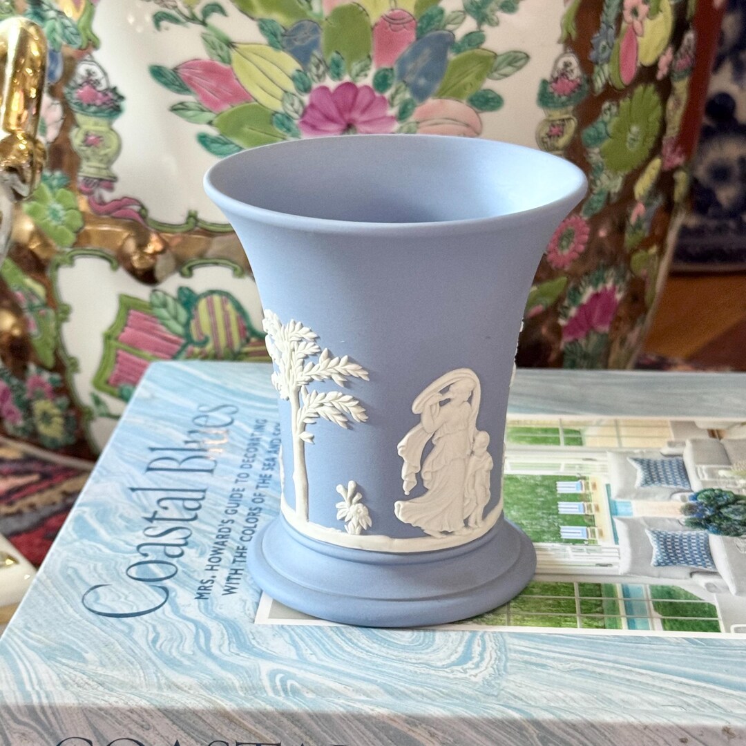 Vintage Blue Wedgwood Jasperware Sacrifice Vase or Cup | Preppy Grand ...