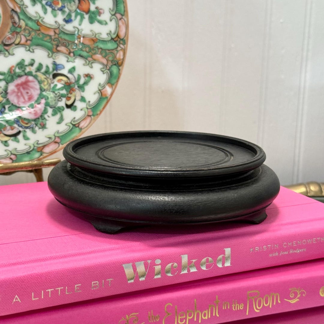 Vintage Asian Carved Wood Stand Vase or Ginger Jar Stand Chinoiserie ...