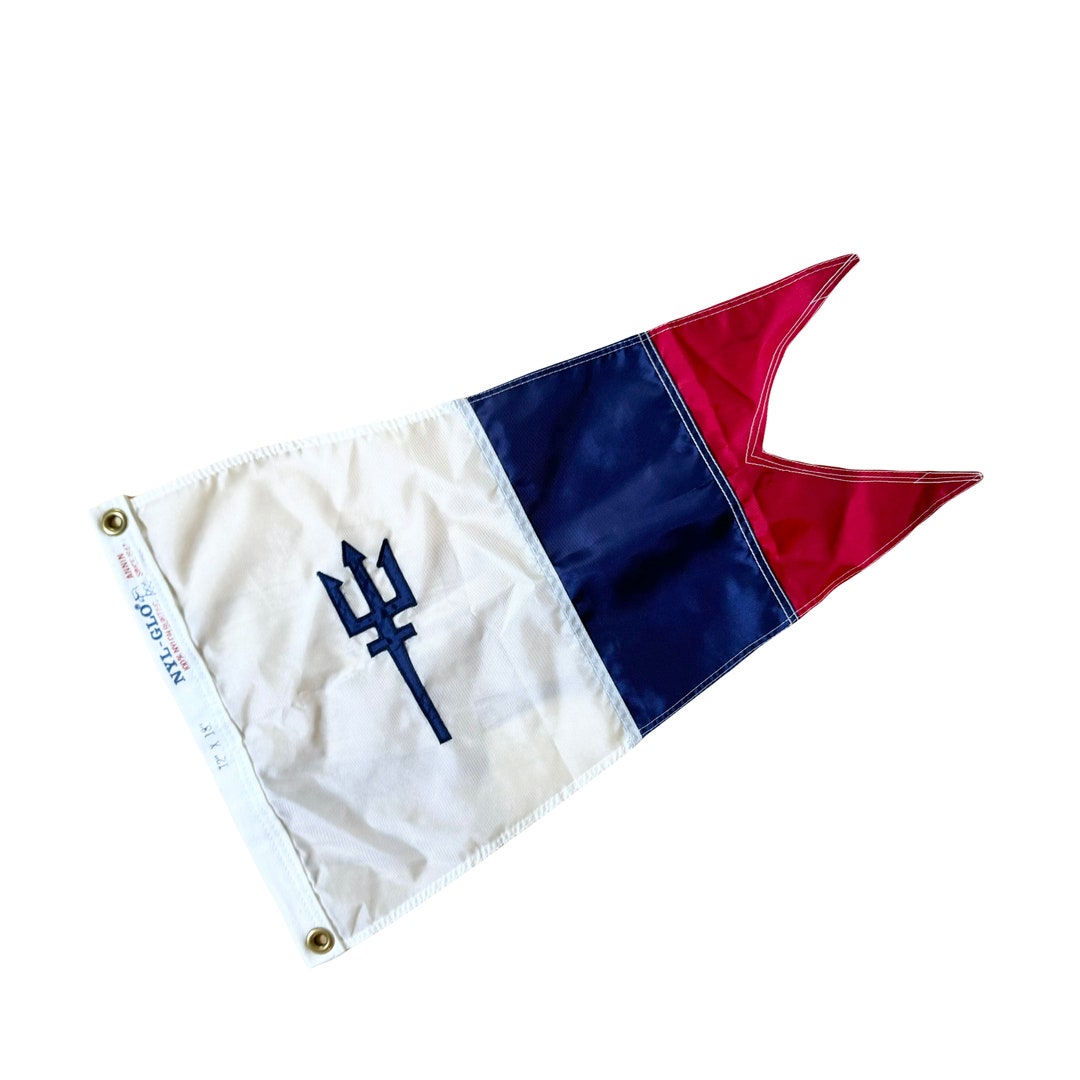 Vintage Burgee Nautical Pennant Red White Blue Trident Flag Sailing ...