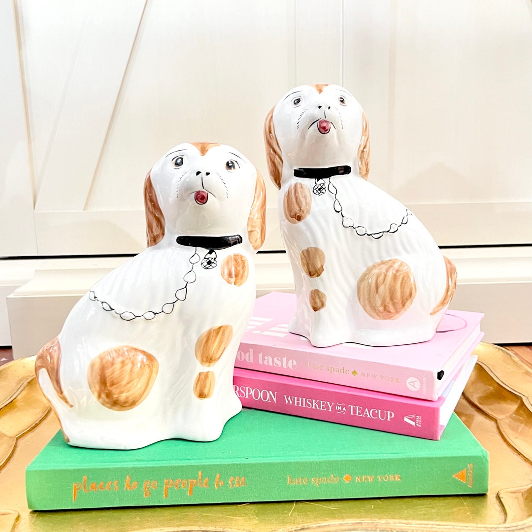 Vintage Porcelain Dog Bookends Figurines Mantle Décor Grand - Etsy