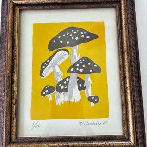 Mid Century Mushroom Print 1960s Signed Numbered Art - Etsy