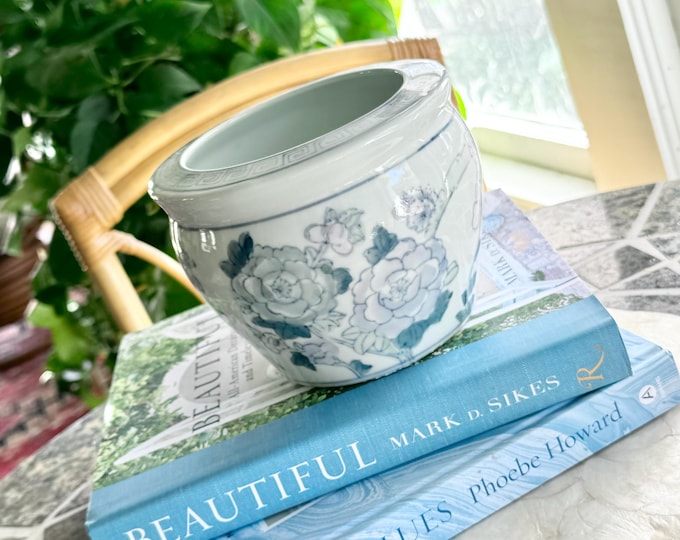 Pink Blue Chinoiserie Planter Pot | Fish Bowl | Preppy Grand Millennial ...