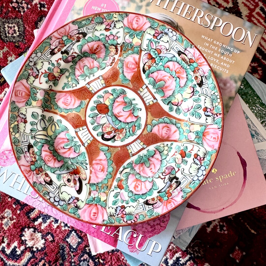 Vintage Chinese Rose Medallion | Rose Canton Porcelain Petite Plate ...