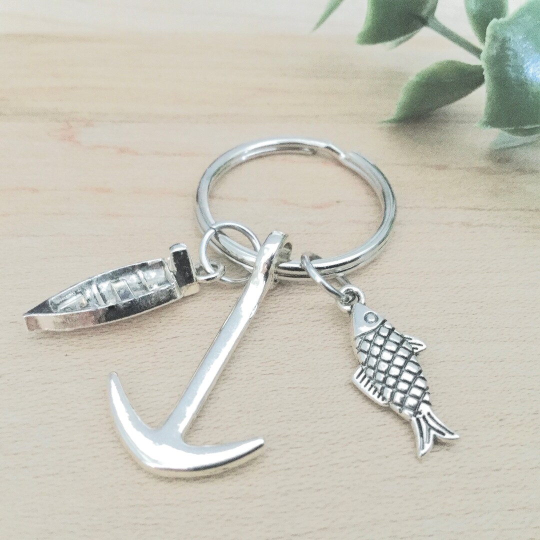 Fishing Keychain, Fisherman Keychain. Key Ring, Fish, Fishing Boat ...