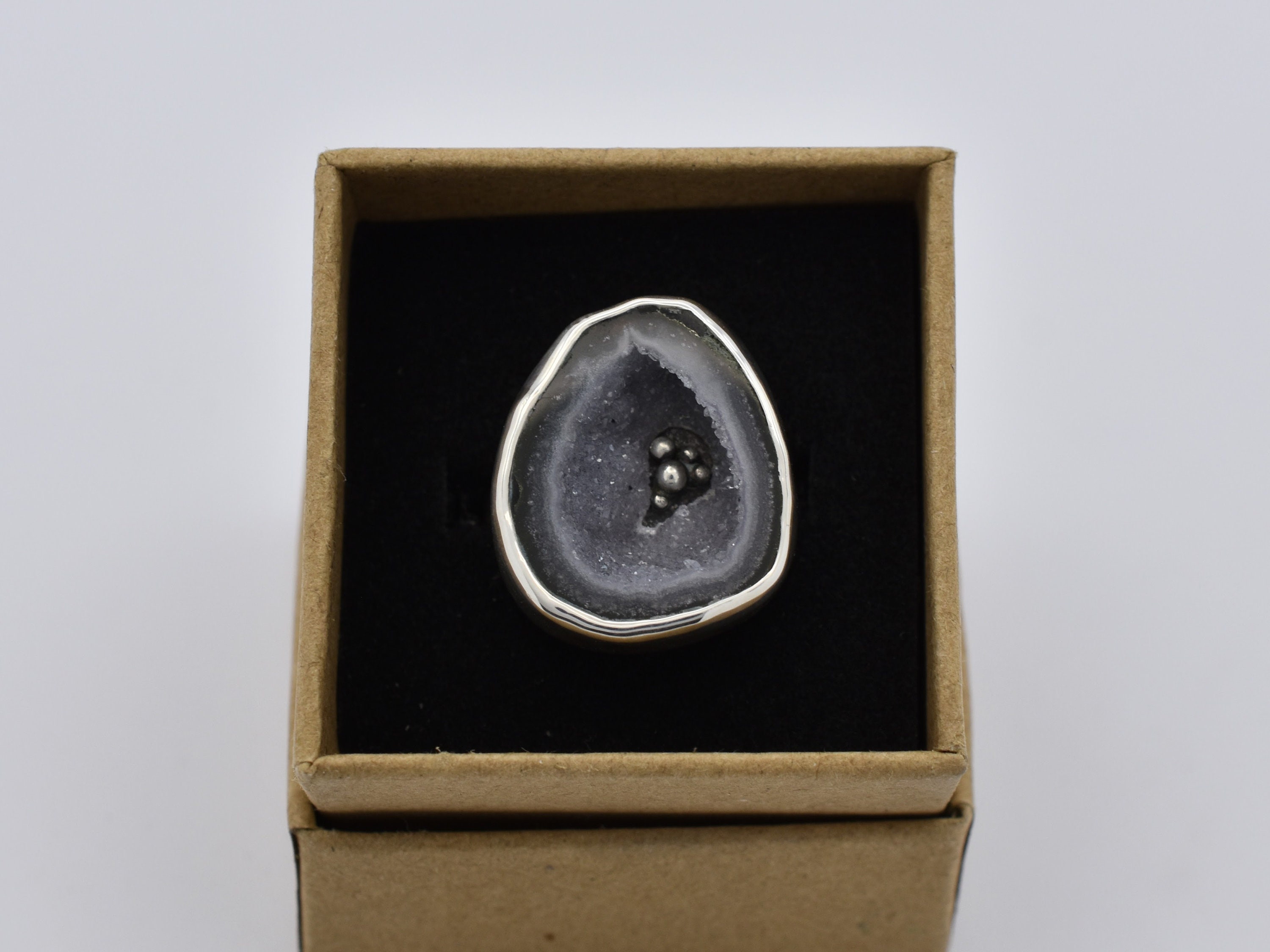 Baby Geode With Sterling Silver Granules Ring Size 6.5 Free - Etsy