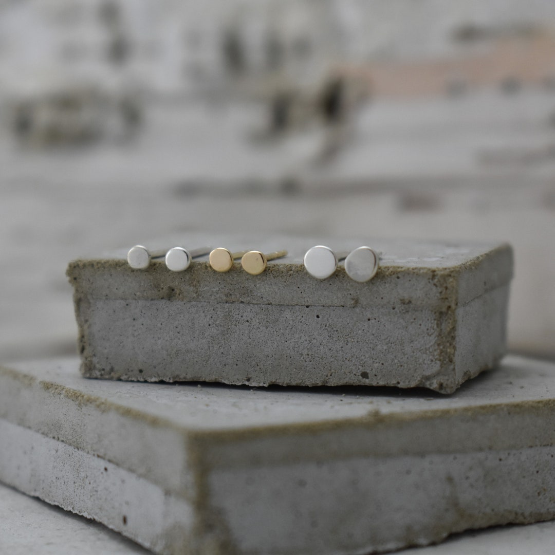 Pebble Post Earrings in 14k Gold or Sterling Silver- Minimalist Stud ...