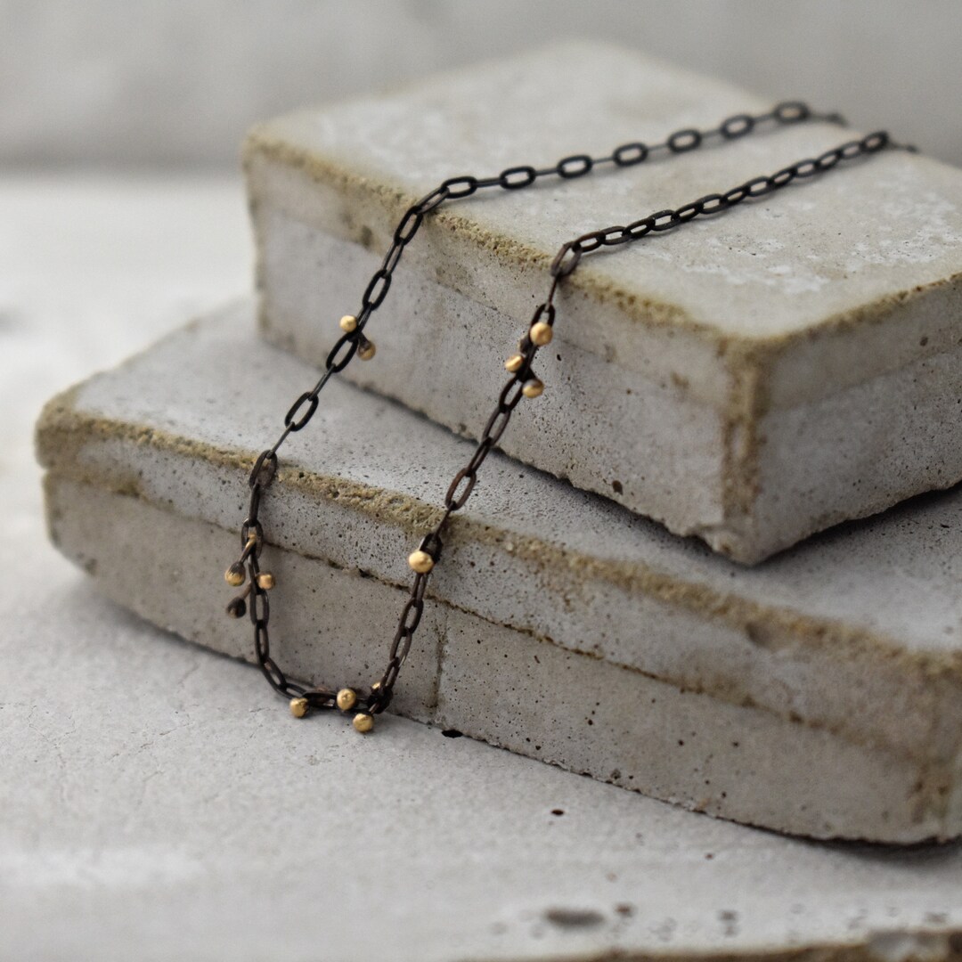 Itty Bitty Silver and Gold Chain Choker Necklace - Etsy