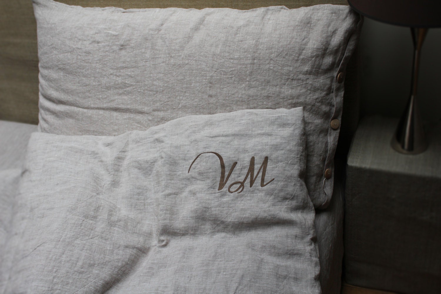 Custom Linen Bedding Embroidery Service: Personalized Baby & Wedding ...