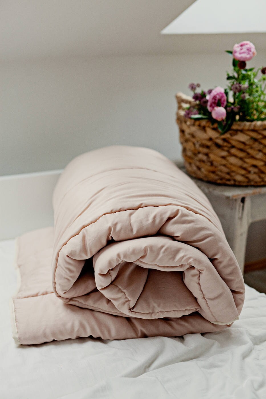 Handmade Wool Comforter: Full Size Pastel Pink Duvet Insert | US Duty ...