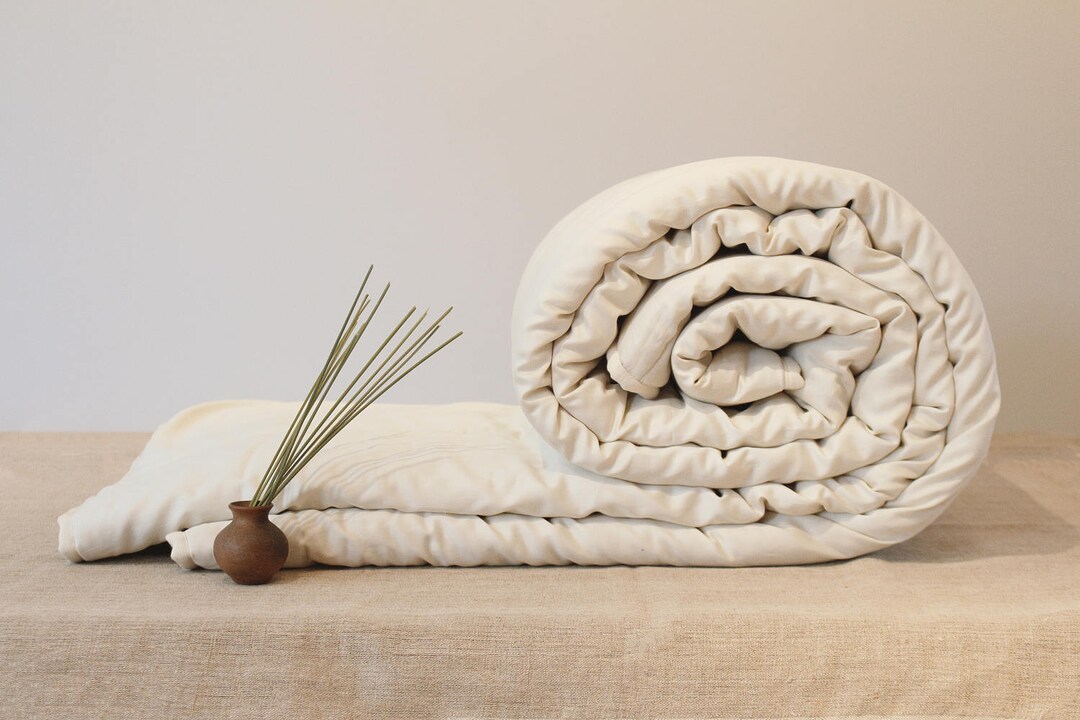 Handmade Queen Wool Filled Comforter: All-season Cotton Sateen Covered ...