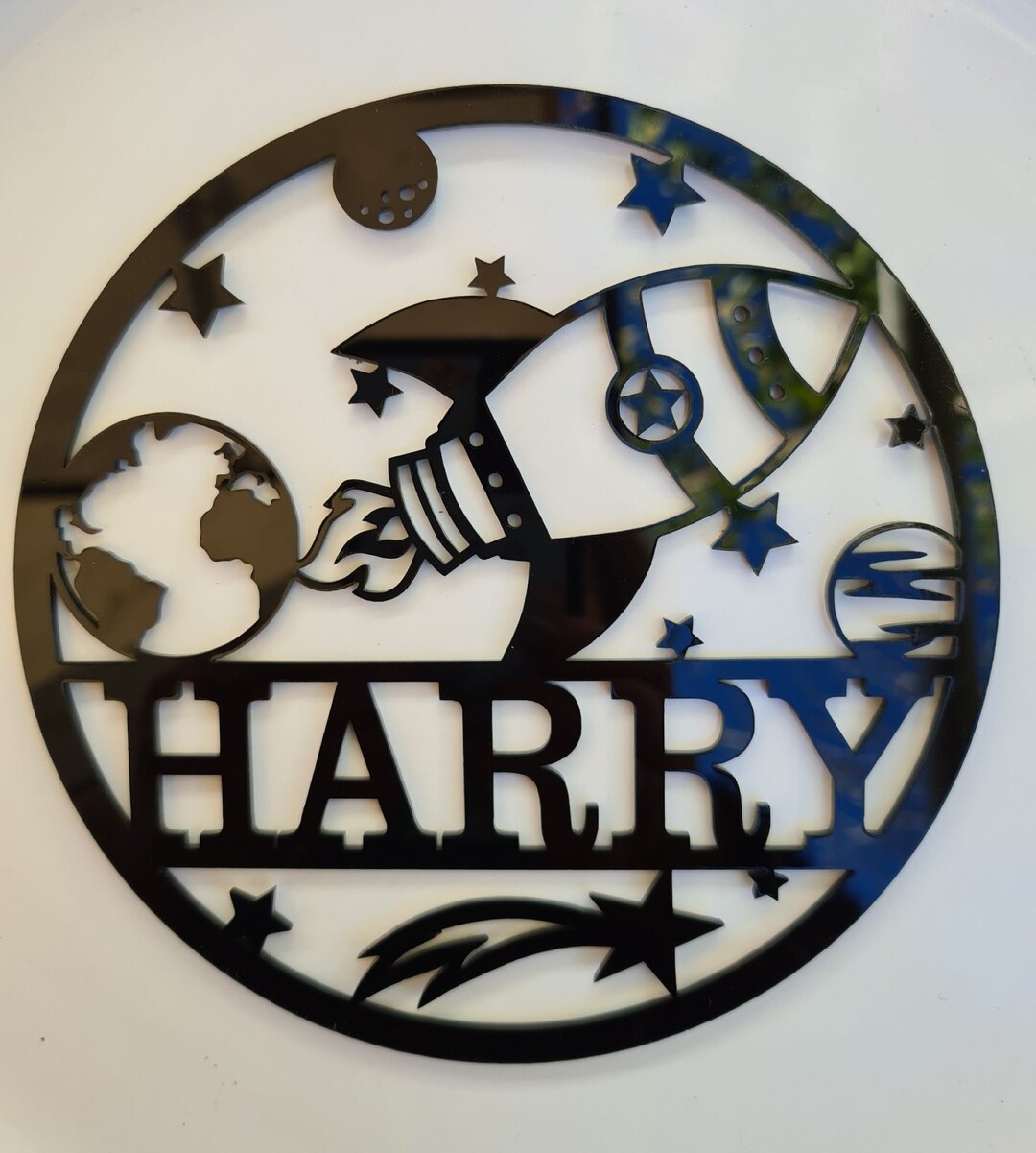Personalised Round Name Sign Outer Space Theme - Etsy