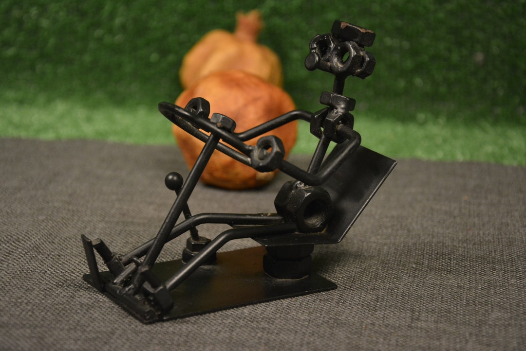 Metal Driver Sculpture - Hand Made Figurine - Black Metal Sculpture ...