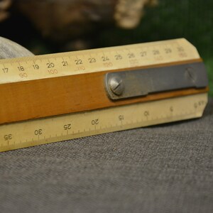 Logarithmic Ruler - Vintage Wood Ruler - Calculating Ruler - Pocket ...