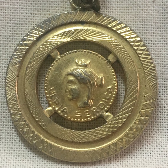 Queen face medallion - Vintage Medallion - Metal Med… - Gem