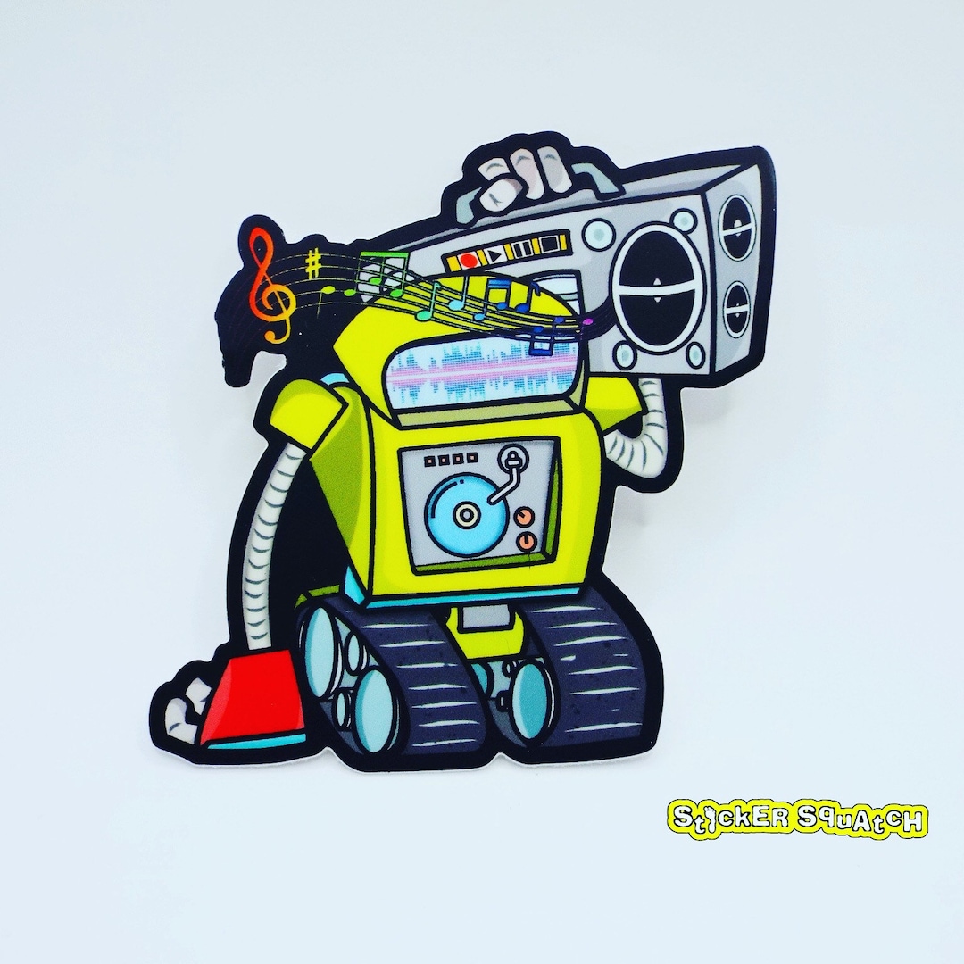 Boombox Robot - 3” Vinyl Sticker - Etsy