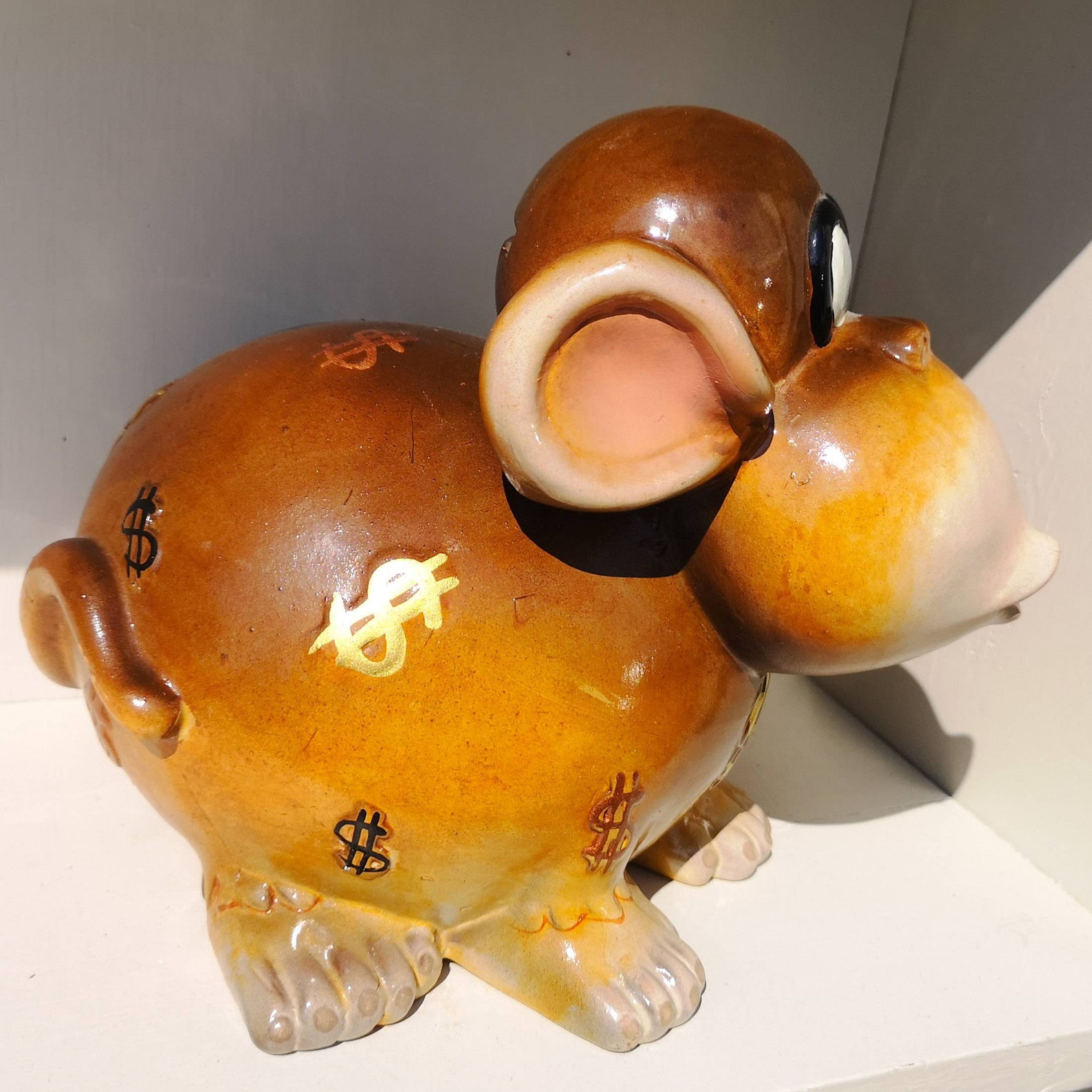 Funky Monkey Coin Ceramic Piggy Bank Vintage Savings Dollar - Etsy