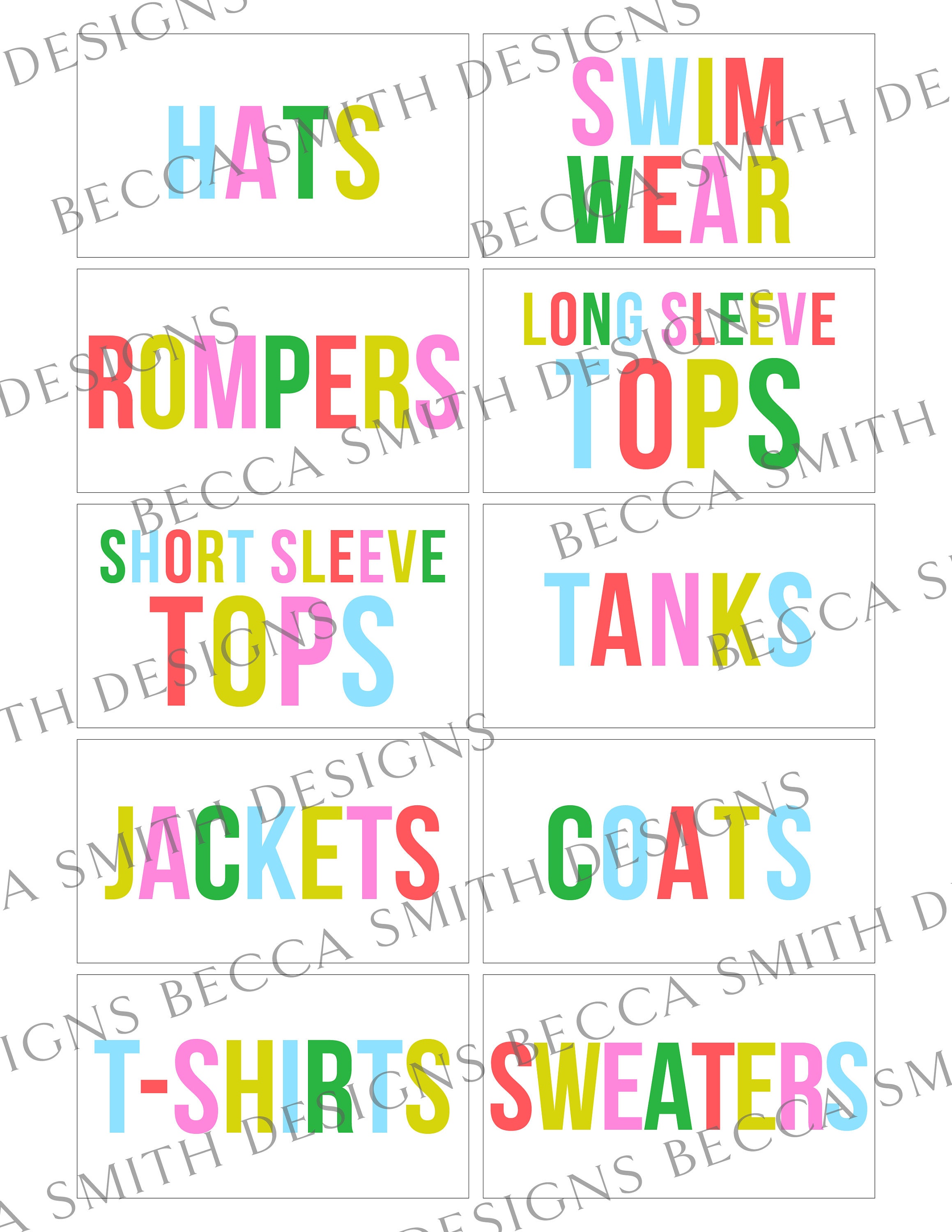 NURSERY ORGANIZATION LABELS Baby Clothes Storage Labels Baby Closet ...