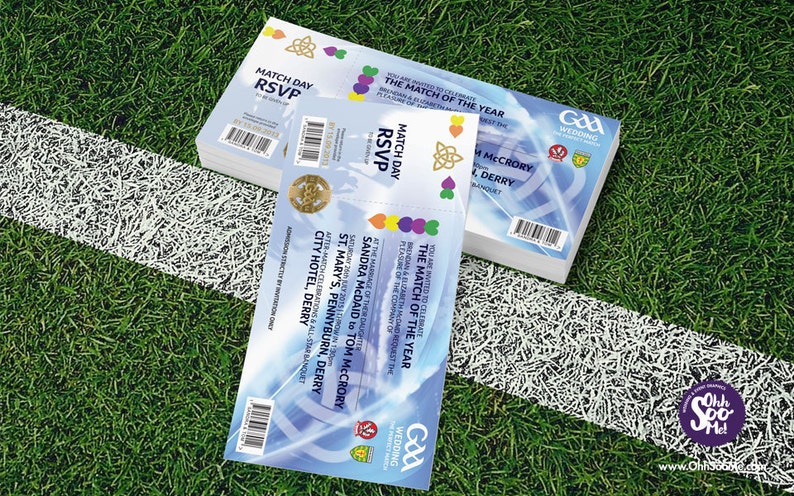 GAA Invitation GAA Match Ticket Themed Wedding & Party Invitation ...