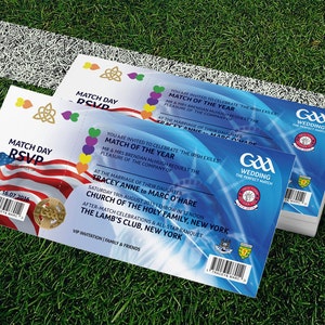 GAA Invitation GAA Match Ticket Themed Wedding & Party Invitation ...