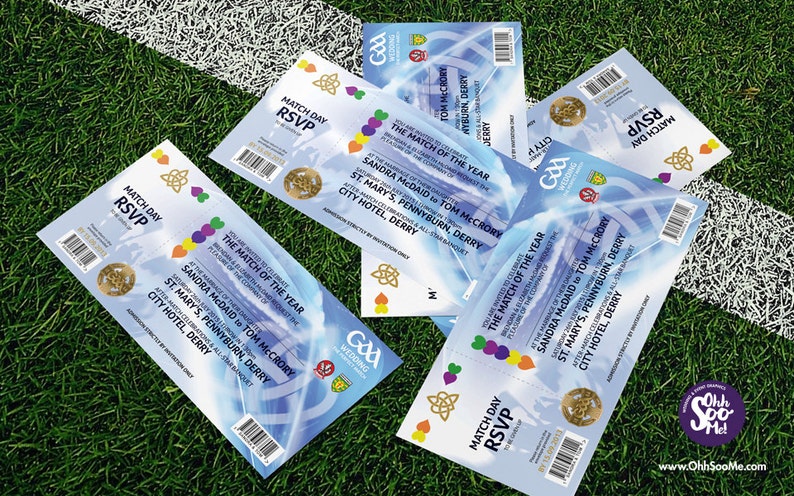 GAA Invitation GAA Match Ticket Themed Wedding & Party Invitation ...