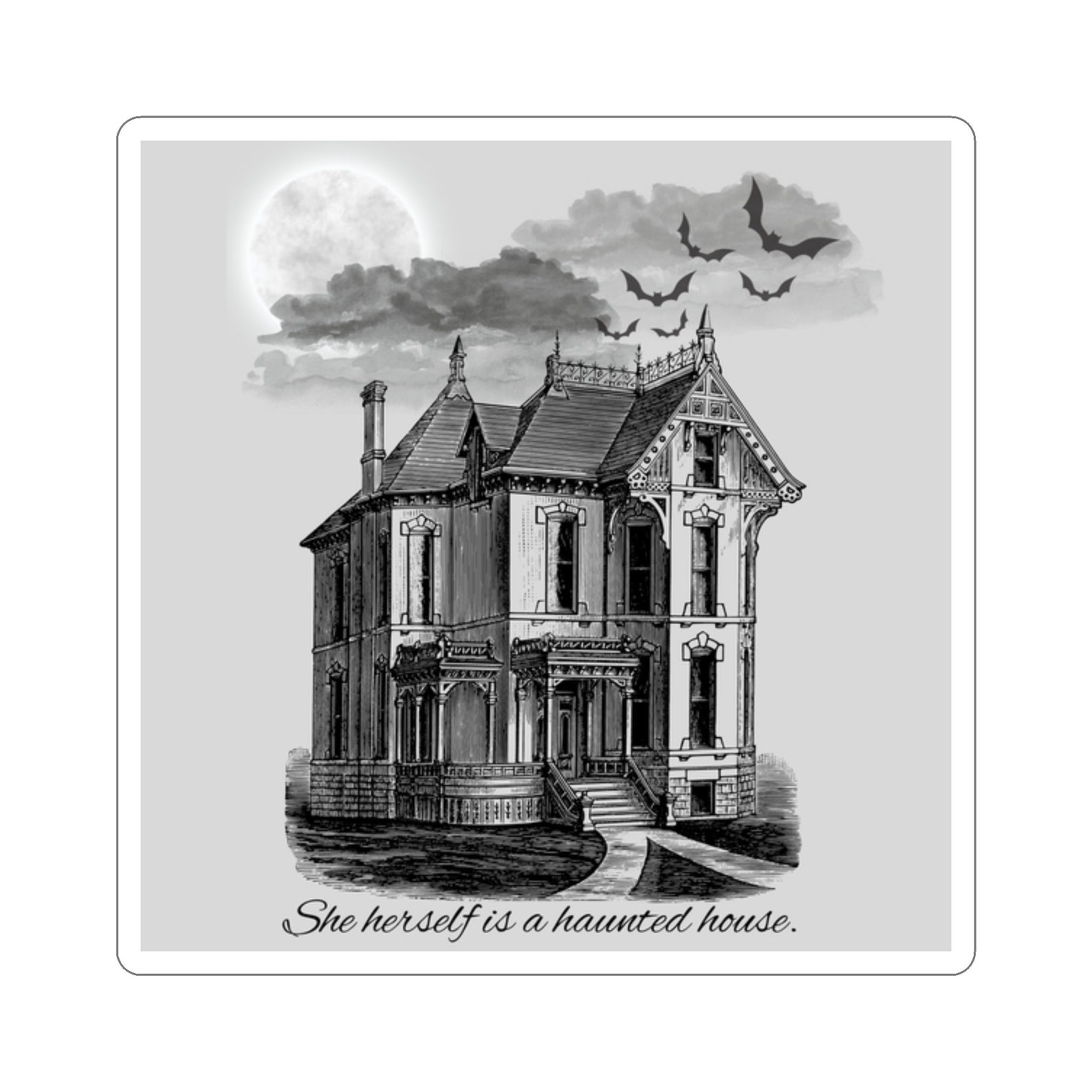 Haunted House Sticker - Etsy