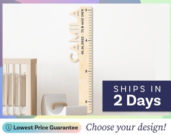 Personalized Wooden Growth Chart Ruler Growth Measuring - Etsy