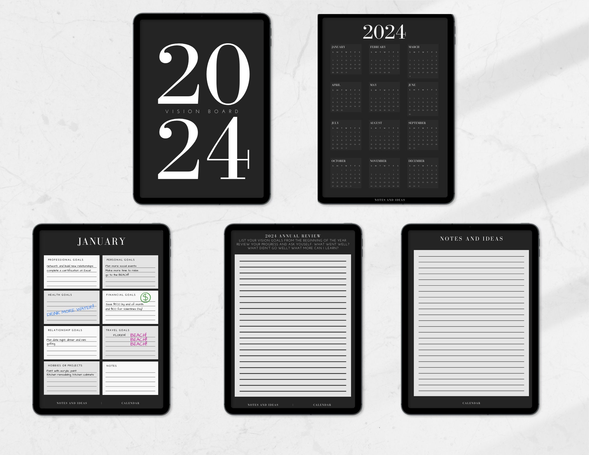 2024 Digital Vision Board 2024 Digital Planner 12 Month Digital Planner