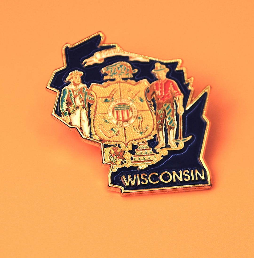 Wisconsin Seal Flag Enamel Lapel Pin - Etsy