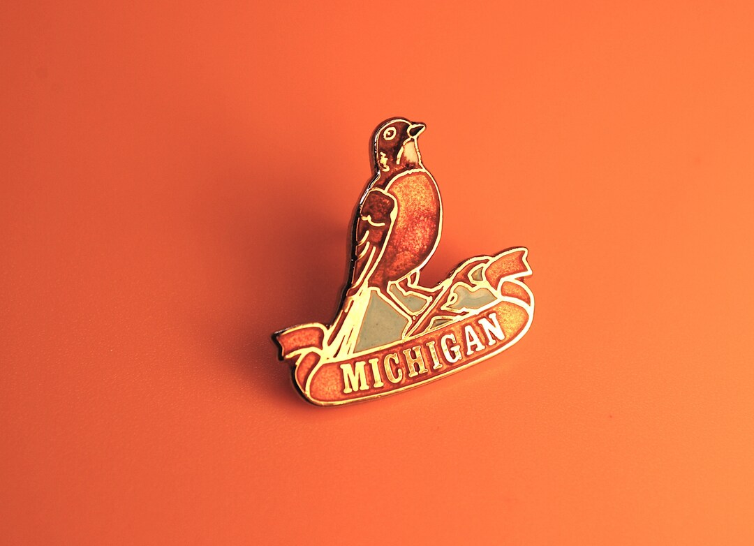 Michigan Robin Detroit Enamel Lapel Pin RARE - Etsy