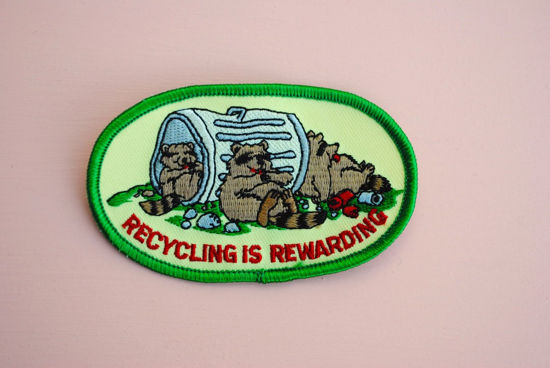 Vintage Raccoon Trash Recycling is Rewarding Patch - Etsy
