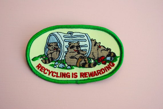 Vintage Raccoon Trash Recycling is Rewarding Patch | Etsy