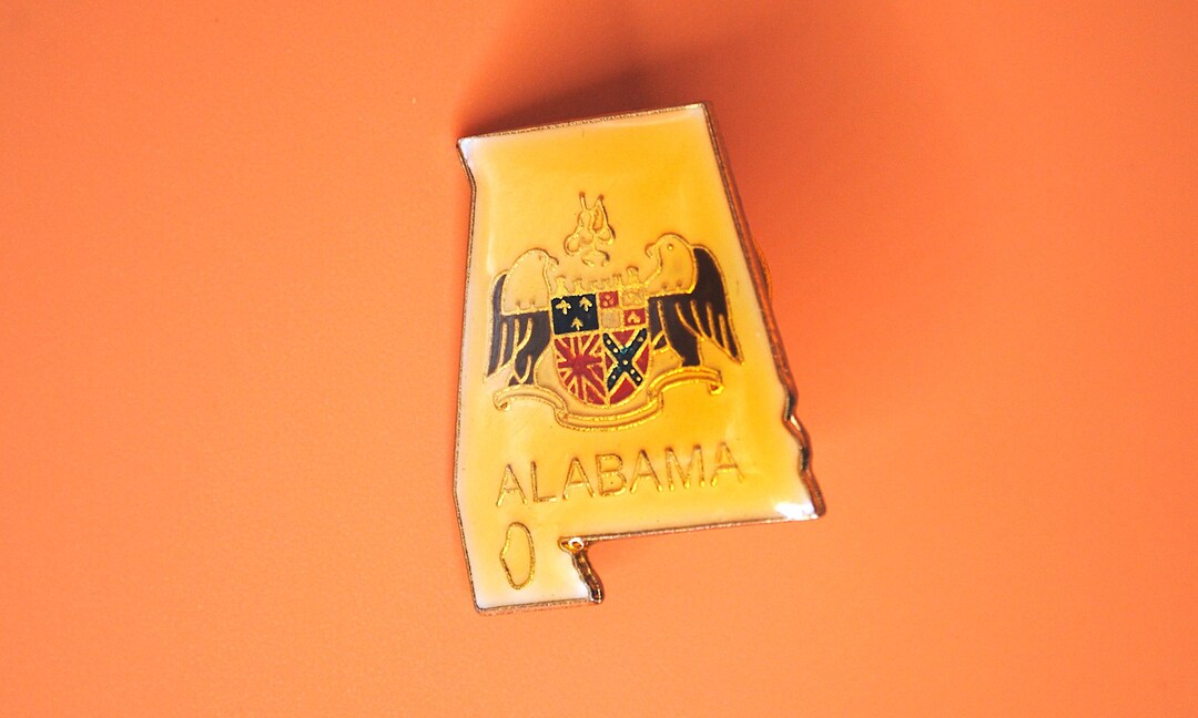 Alabama Eagle Seal White Enamel Lapel Pin Vintage - Etsy