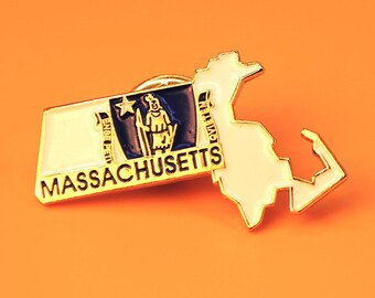 Boston USA Enamel Pin 1.25" Inch, Travel Pins Golden Metal Badge Flair ...