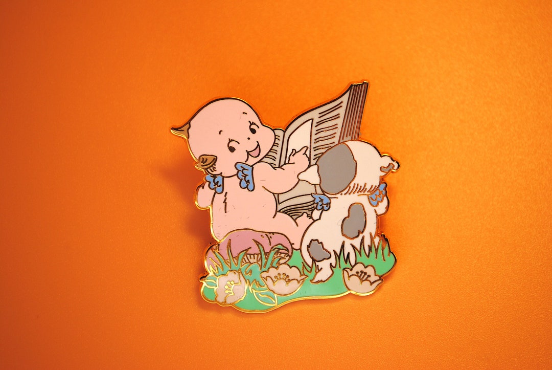 Kewpie Reads to Dog Vintage Enamel Lapel Jesco Pin - Etsy