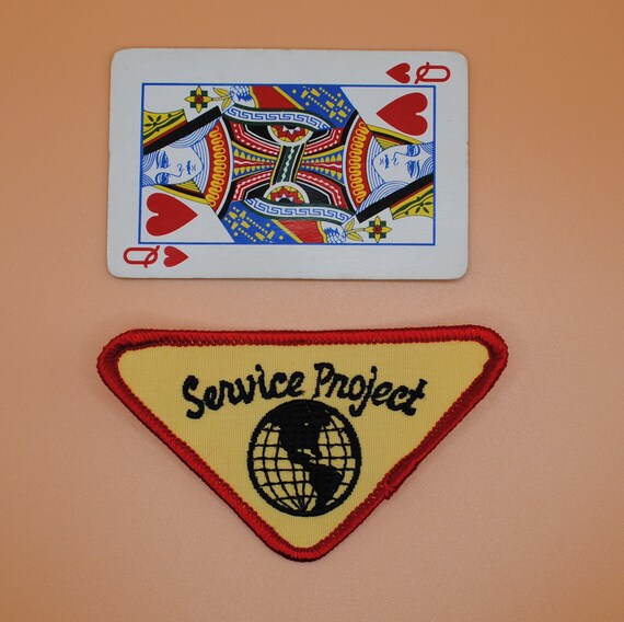 Service Project Vintage Boy Scout Triangle Globe Patch - Gem