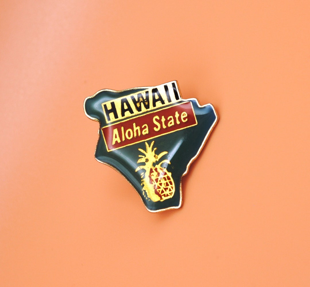 Hawaii Aloha State USA Vintage Enamel Lapel Pin - Etsy