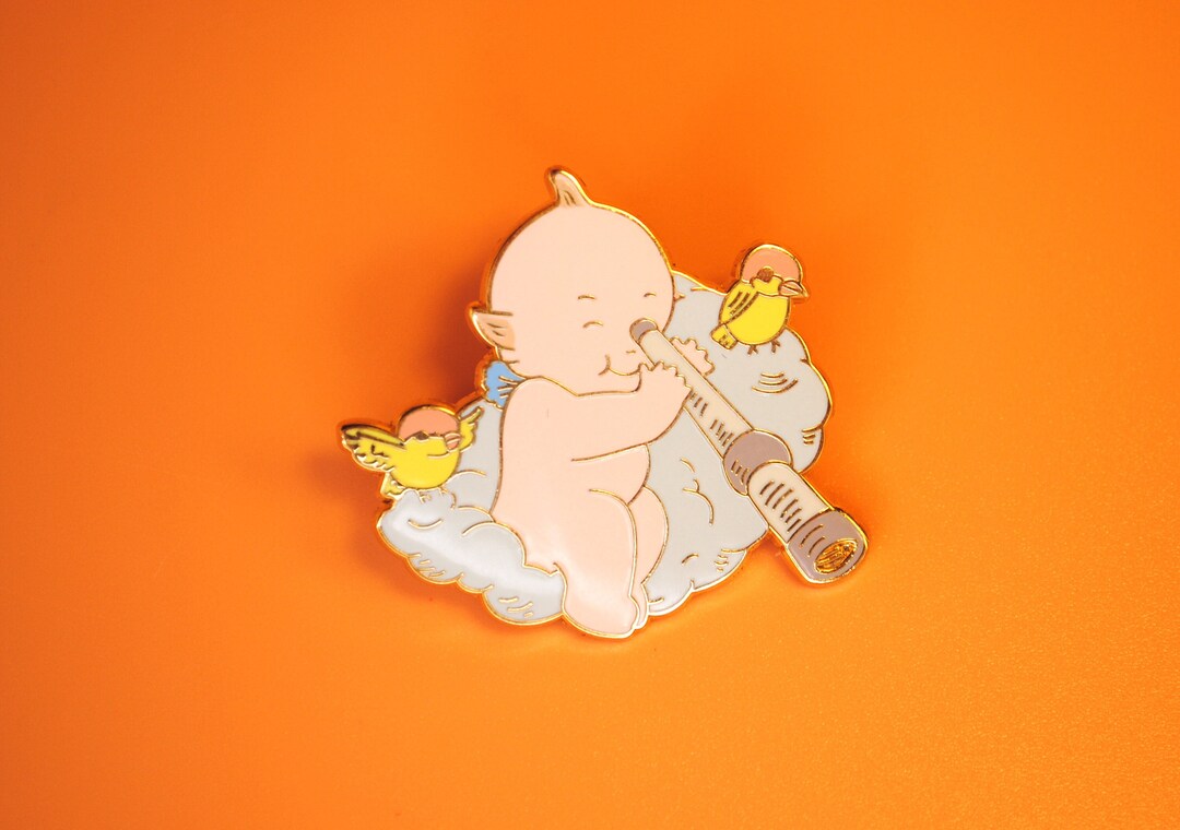 Kewpie Telescope Birds Jesco Vintage Enamel Lapel Pin - Etsy