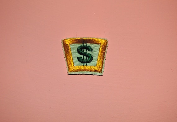Cash Money Dollar Sign Micro Mini Vintage Patch Badge - Gem