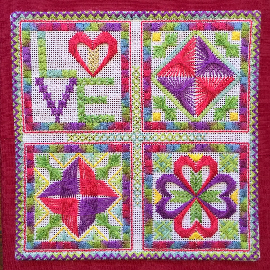Canvaswork Embroidery Design - Love is All You Need - INSTANT DOWNLOAD ...