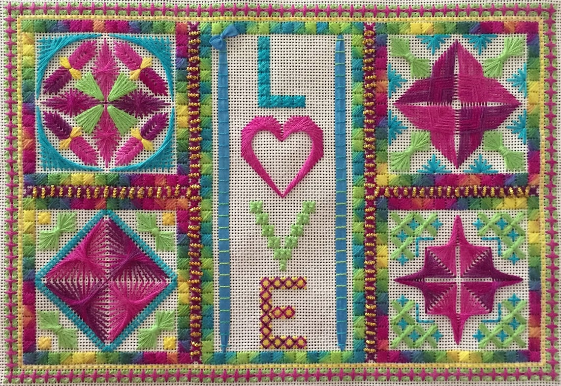 Canvaswork Embroidery Design - Love is All You Need - INSTANT DOWNLOAD ...