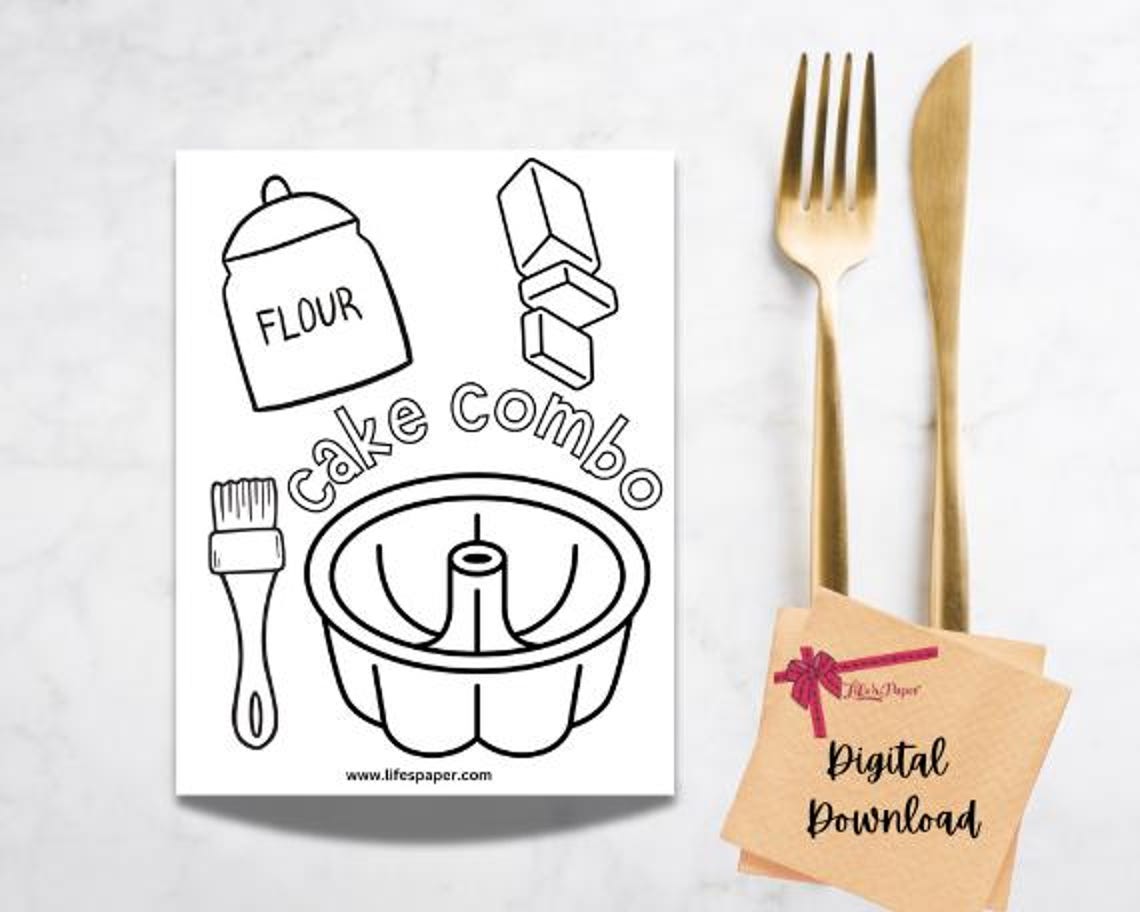 Cake Combo Soul Food Coloring Page Digital Art Printable Download PDF ...