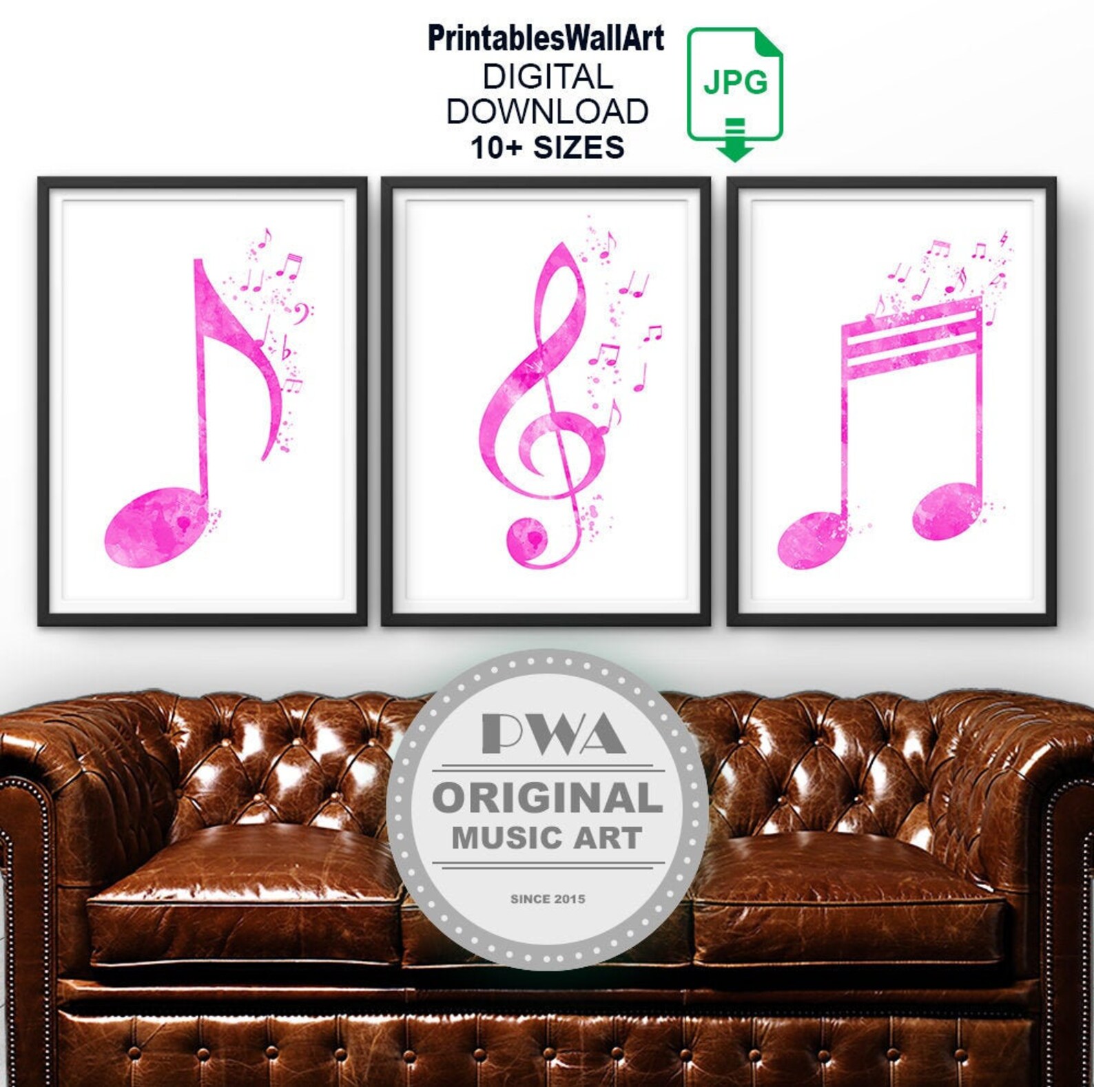 Music Notes Print Digital Download Set 3 Music Notes | Etsy