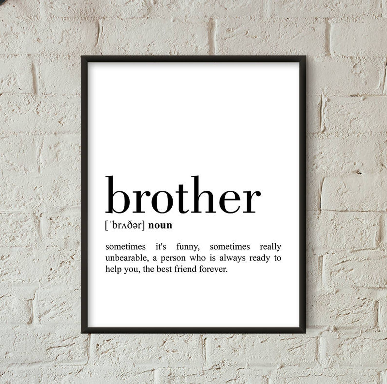 Brother Definition Print Brother Printable Poster Brother | Etsy