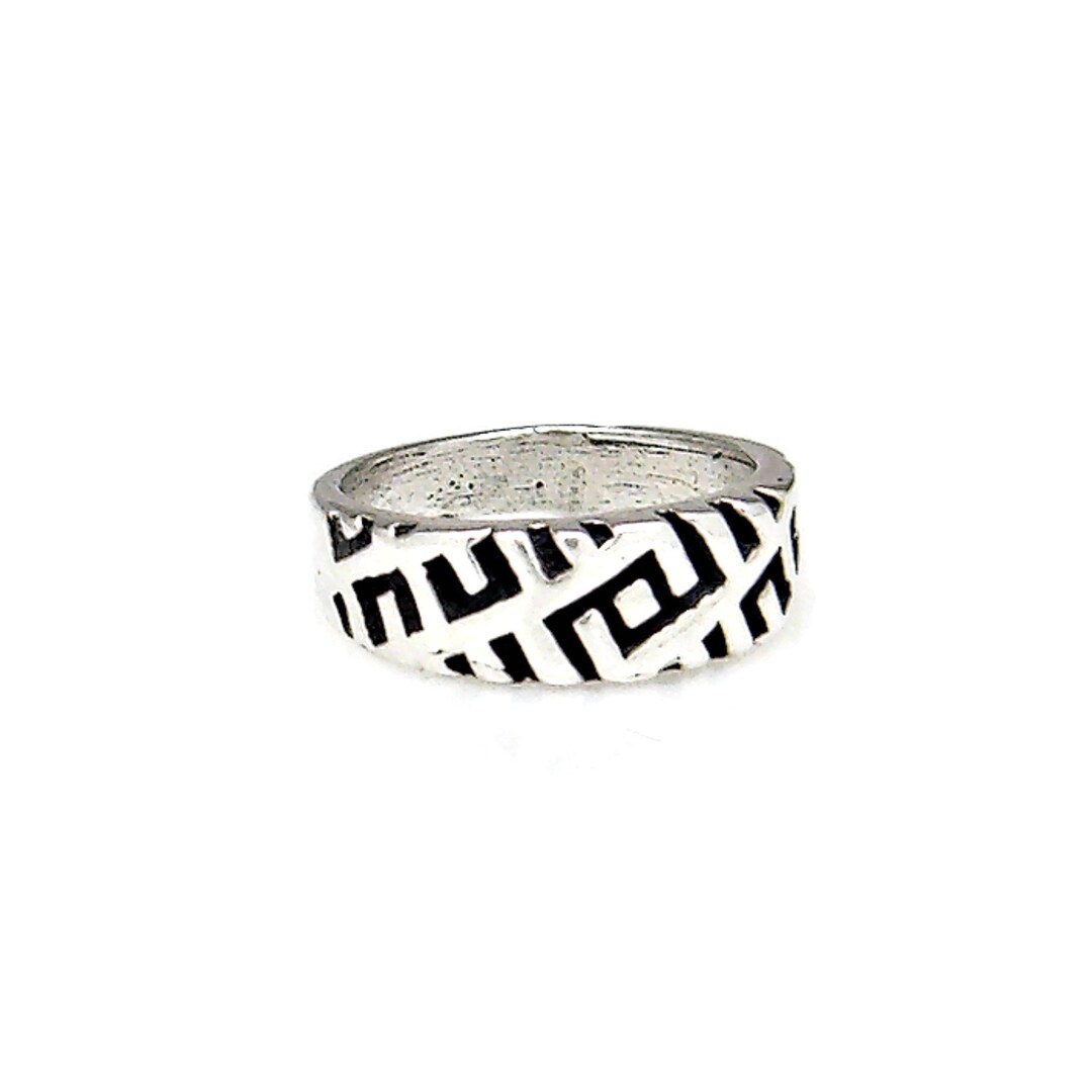 Ring Sterling Silver Key Geometric Design Band Vintage Size 9 PR117 ...