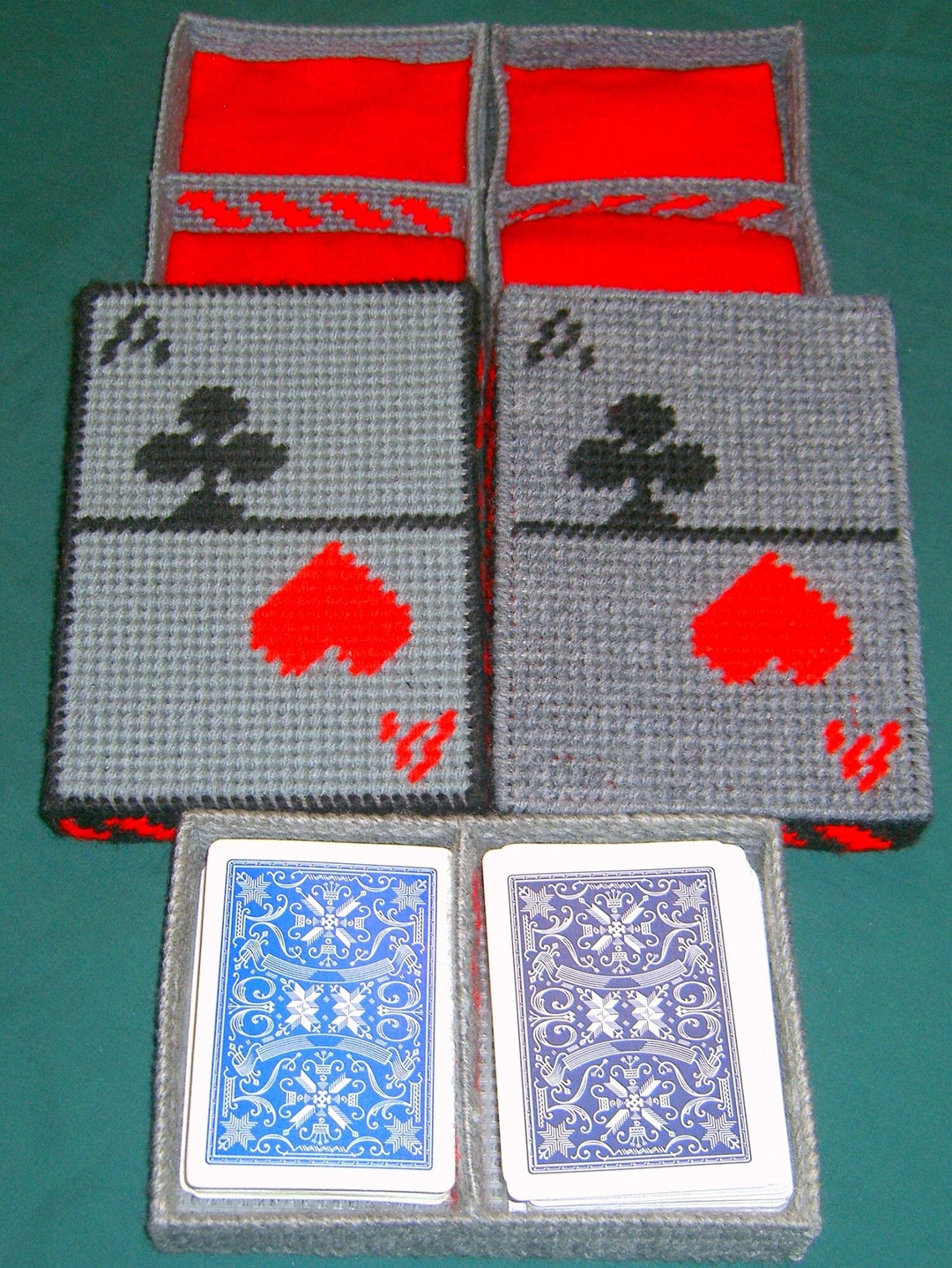 Playing Cards Caddy Storage Holder Cross Stitch Holds 2 Decks - Etsy