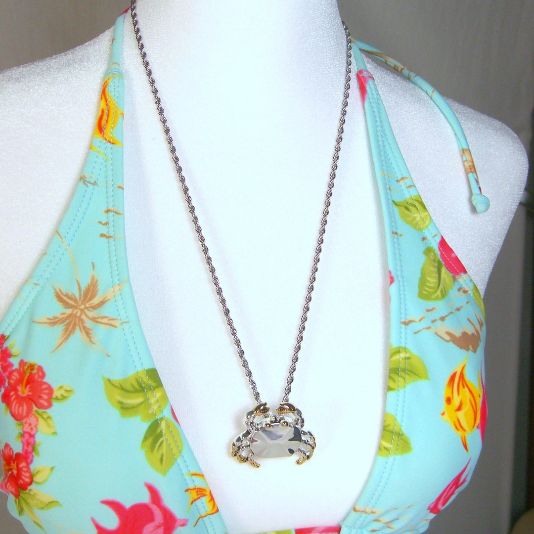 Crab Pendant, Silver Gold Epoxy Color Finish Gold or Silver Stainless ...